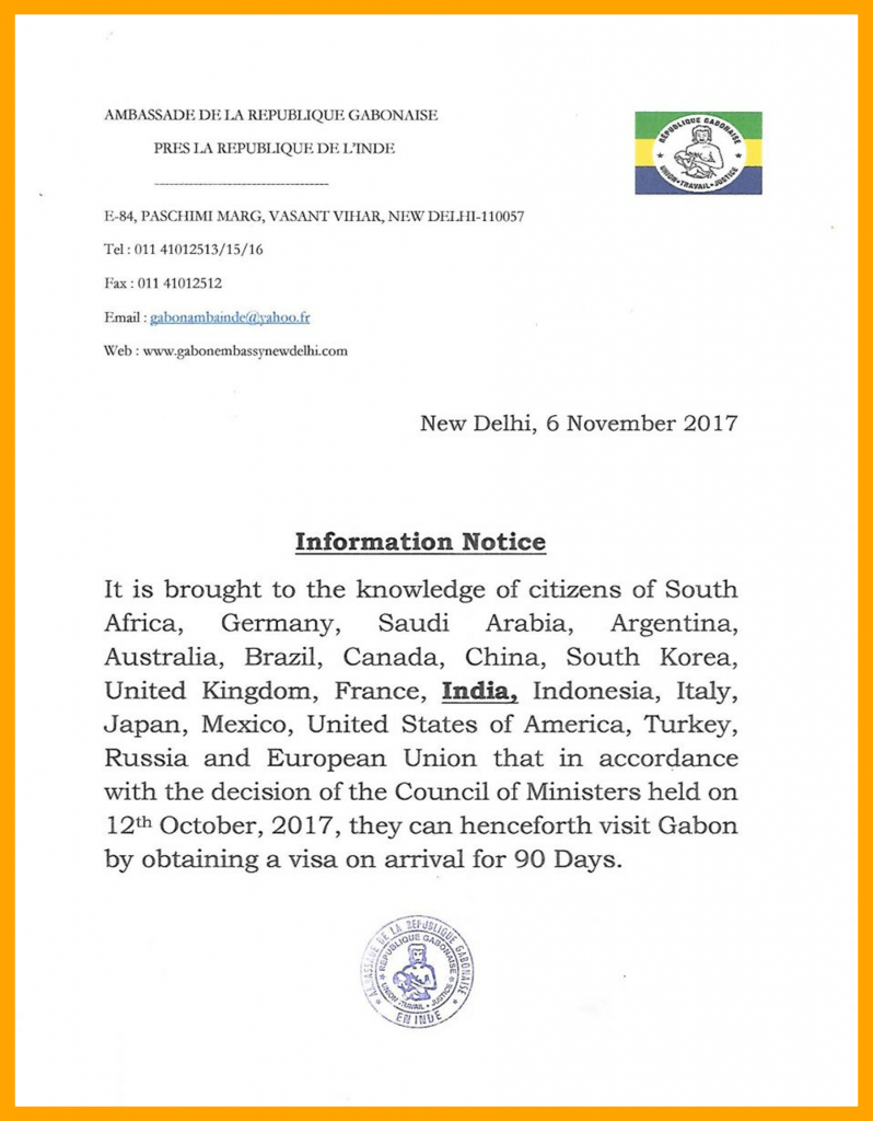 Visa - Gabonembassynewdelhi